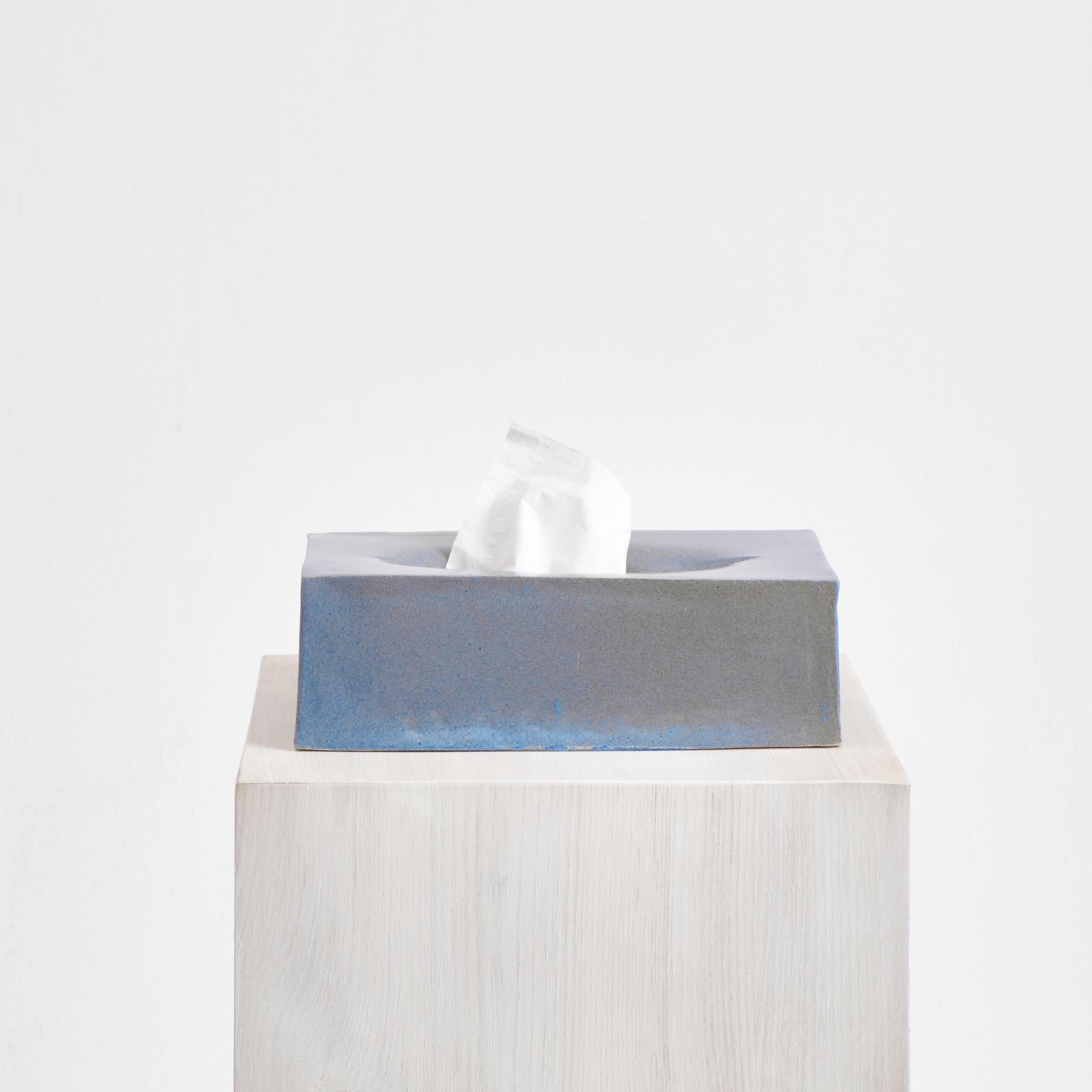 Ceramic Tissue Box in Denim blue For Sale at 1stDibs