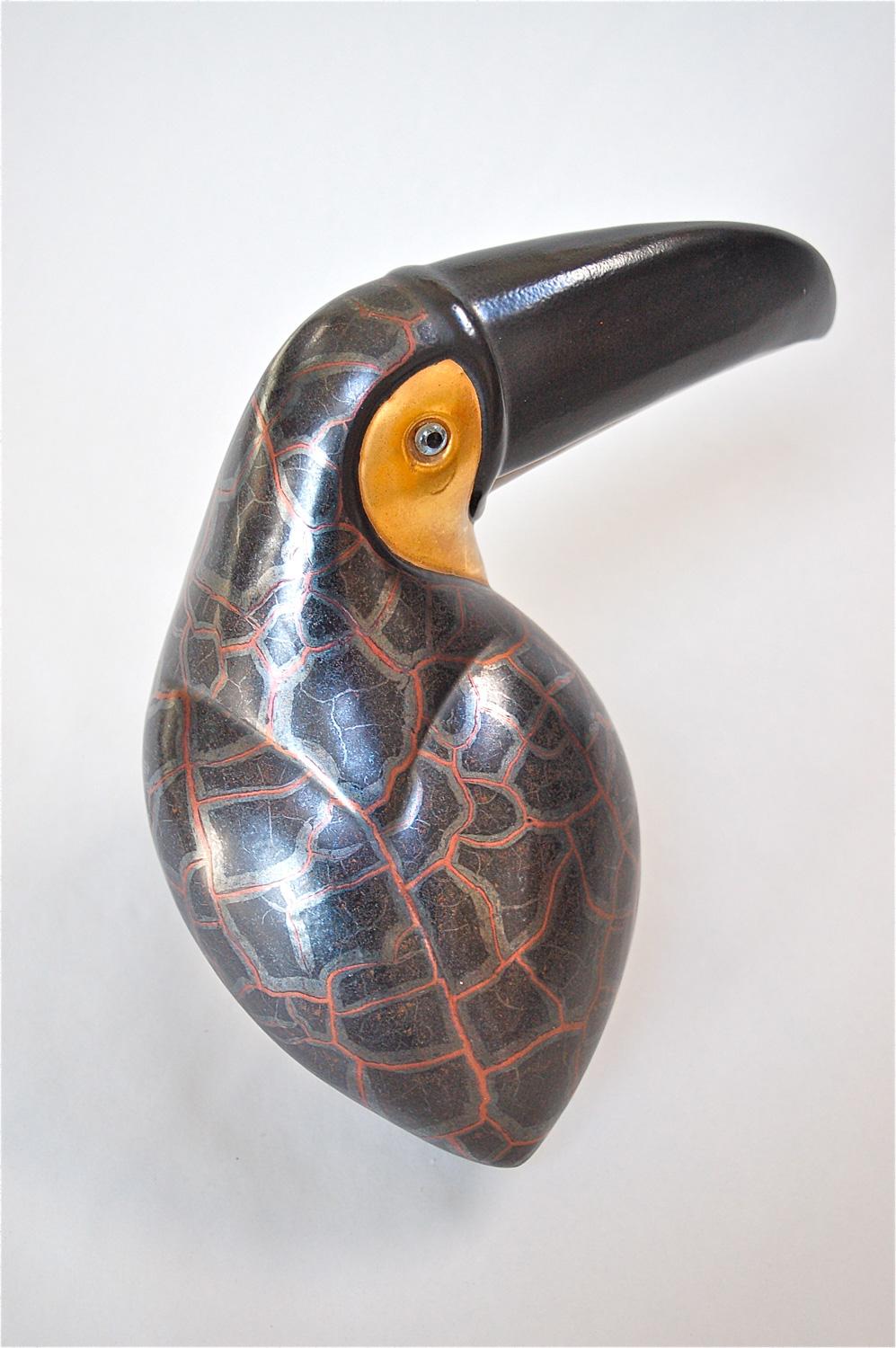 Ceramic Toucan in Black and Gold Glaze, Mid-20th Century For Sale at ...