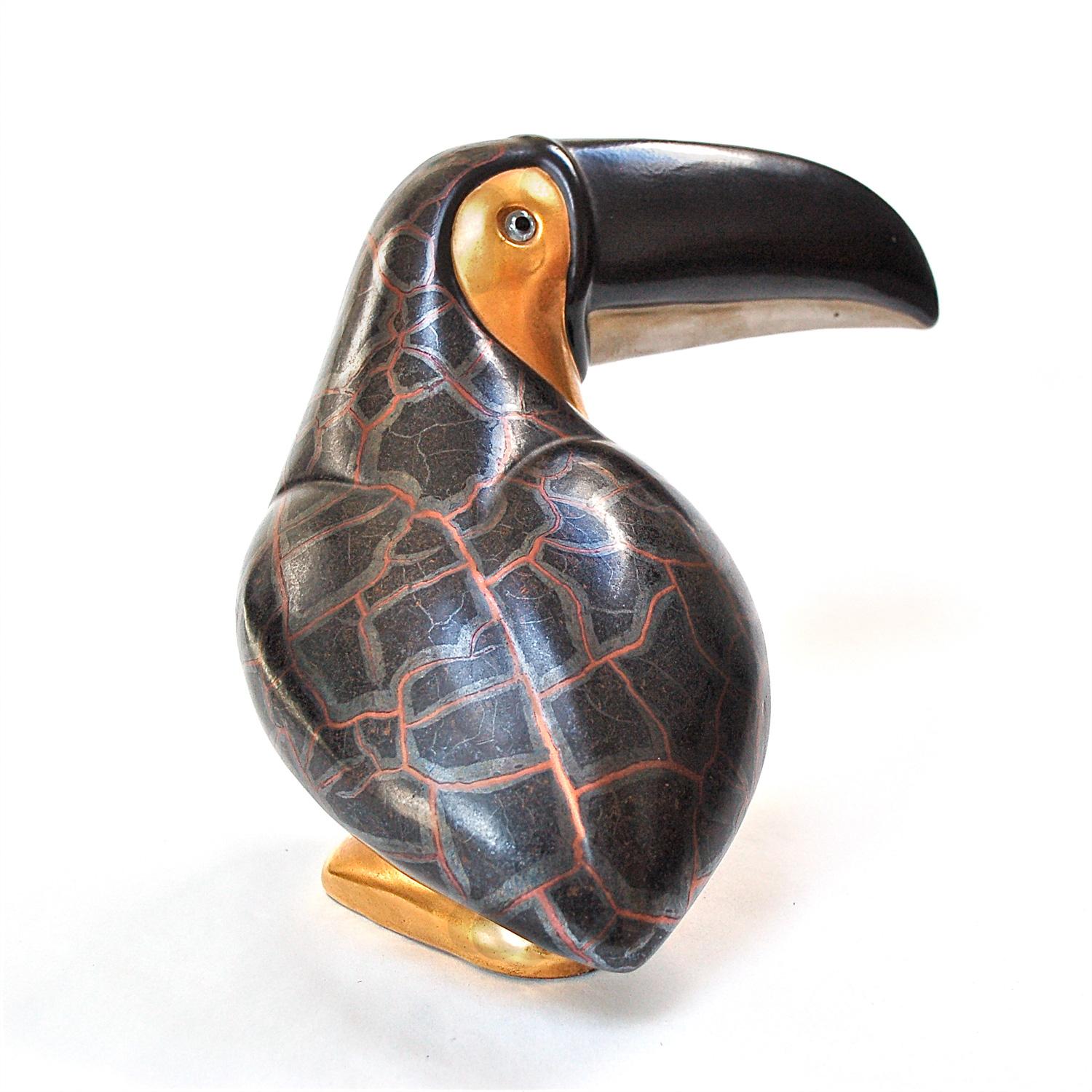 Ceramic Toucan in Black and Gold Glaze, Mid-20th Century For Sale at ...