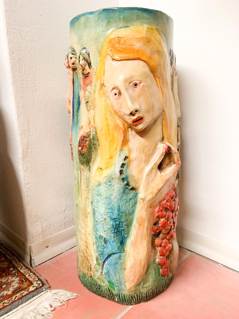 Ceramic Umbrella Stand by Pucci Painted and Sculpted by Hand from the ...