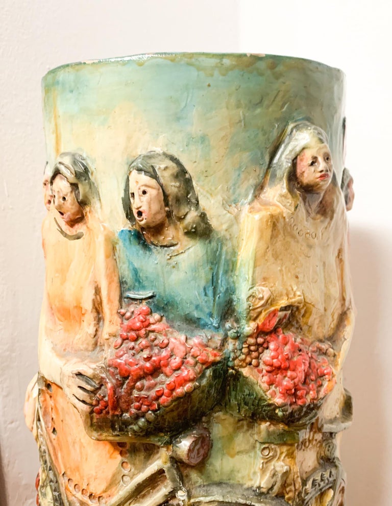 Ceramic Umbrella Stand by Pucci Painted and Sculpted by Hand from the ...