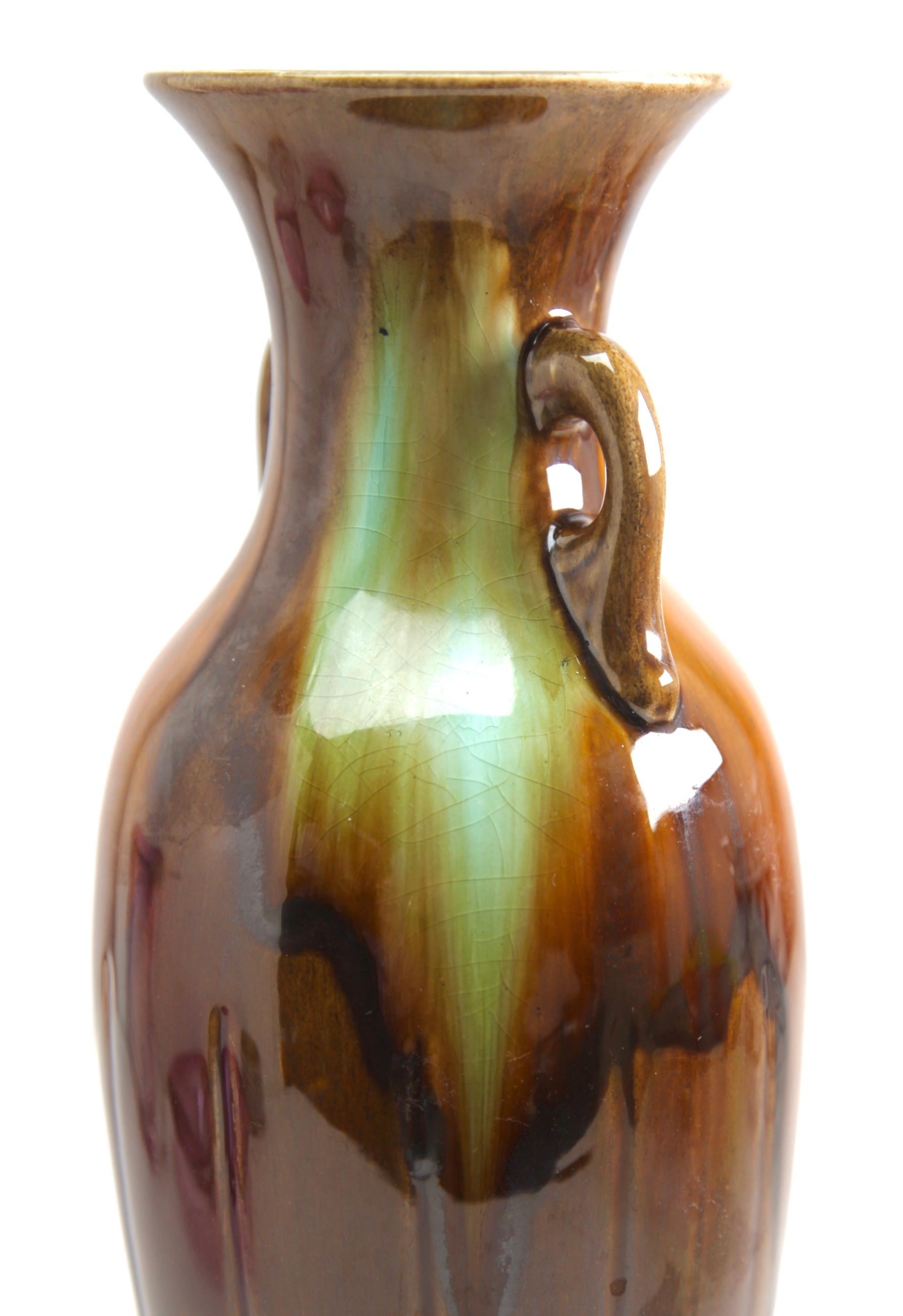 Ceramic Vase Beautiful Glaze in Shades of Brown and Green, circa 1930 ...