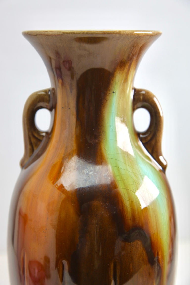 Ceramic Vase Beautiful Glaze in Shades of Brown and Green, circa 1930 ...