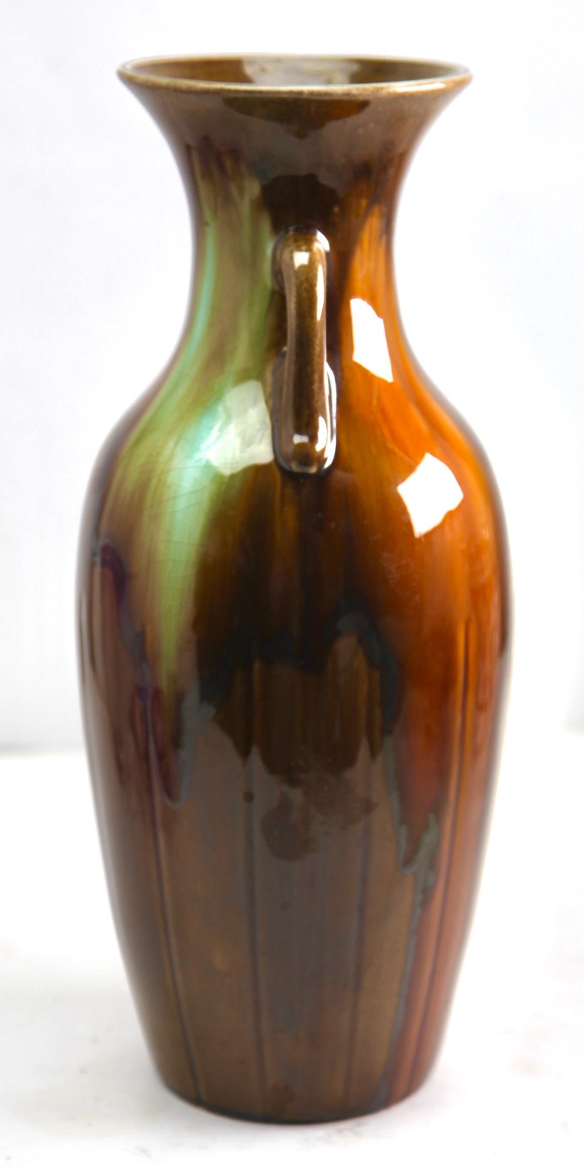 Ceramic Vase Beautiful Glaze in Shades of Brown and Green, circa 1930 ...
