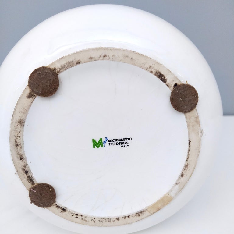 White Ceramic Vase by Ambrogio Pozzi with Hand Painted Details, Italy ...