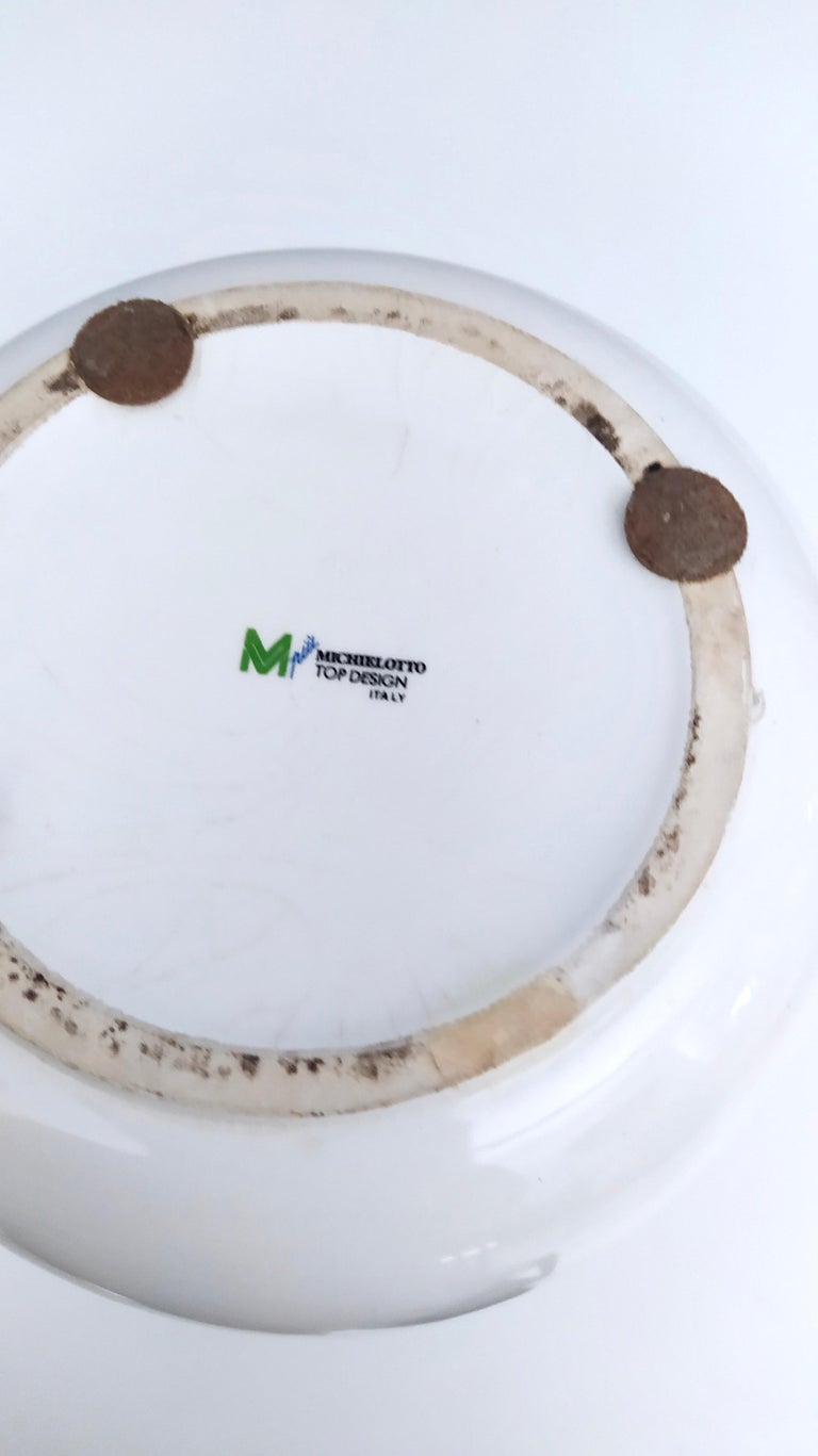 White Ceramic Vase by Ambrogio Pozzi with Hand Painted Details, Italy ...