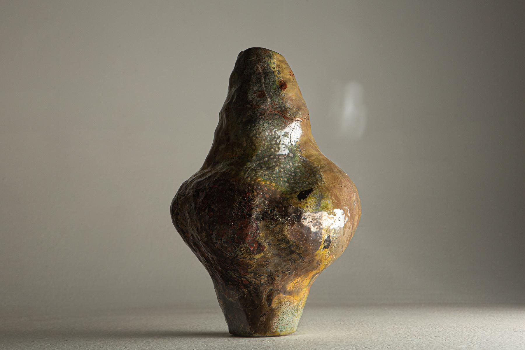 Ceramic Vase Fired in Raku Technique, Handmade, Unique Art For Sale at ...