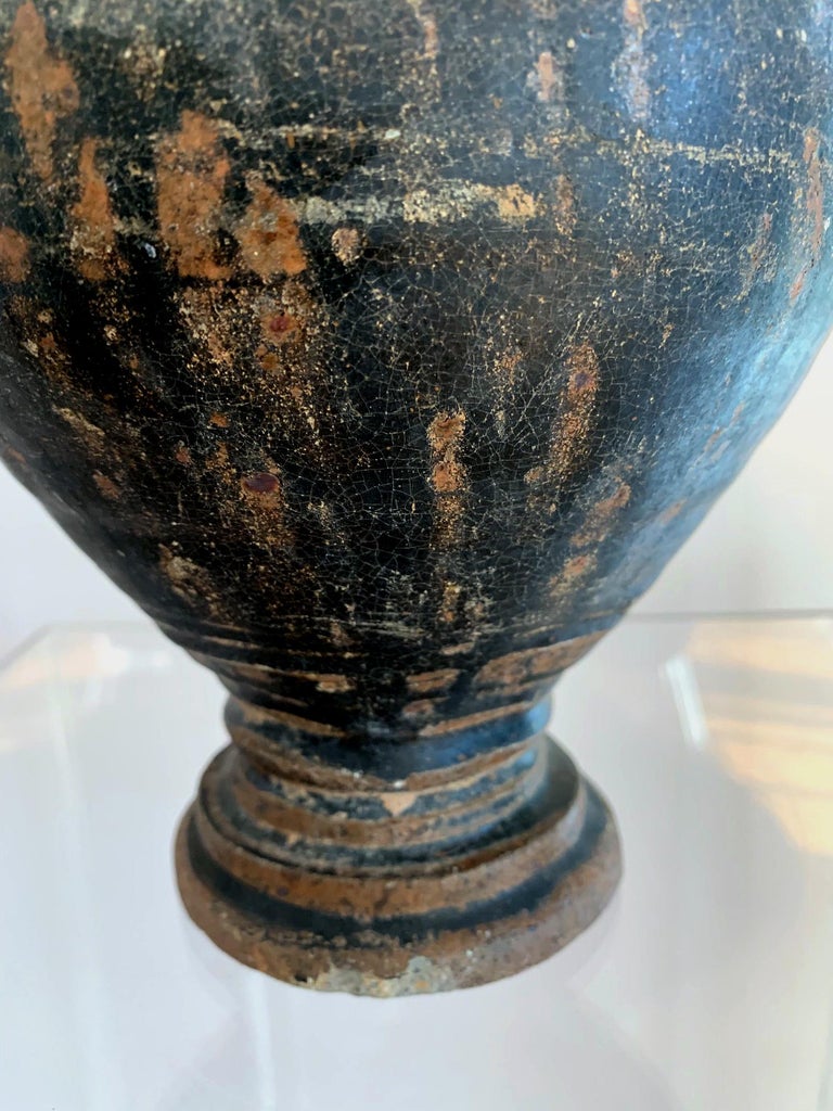 Ceramic Vase with Black Glaze Khmer Angkor Period at 1stDibs