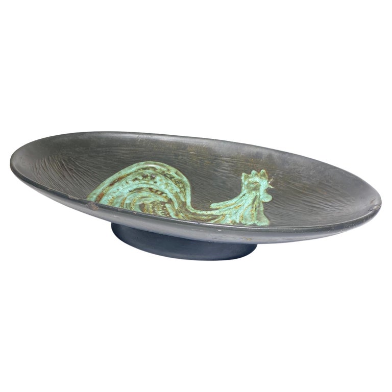 Ceramic Vide Poche, Decorative Dish, Representing a Rooster, Black and ...