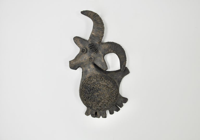 Ceramic wall goat by Dominique Pouchain For Sale at 1stDibs
