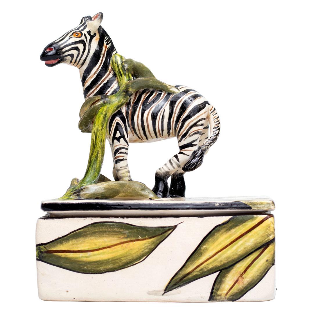 Ceramic Zebra Jewelry Box , hand made in South Africa For Sale at 1stDibs