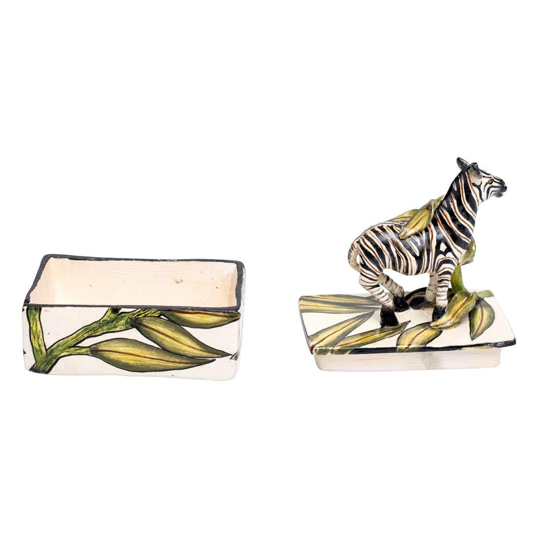 Ceramic Zebra Jewelry Box , hand made in South Africa For Sale at 1stDibs