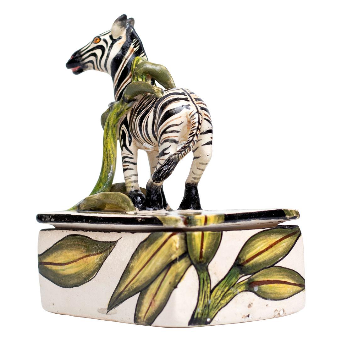 Ceramic Zebra Jewelry Box , hand made in South Africa For Sale at 1stDibs
