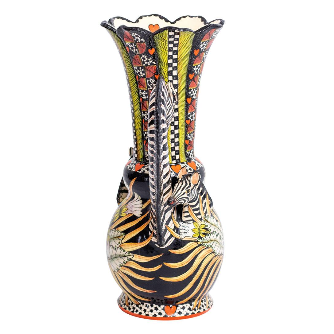 Ceramic Zebra Vase , hand made in South Africa For Sale at 1stDibs