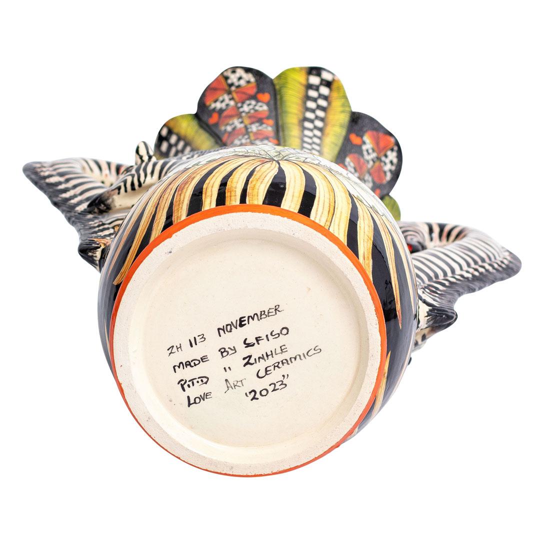 Ceramic Zebra Vase , hand made in South Africa For Sale at 1stDibs