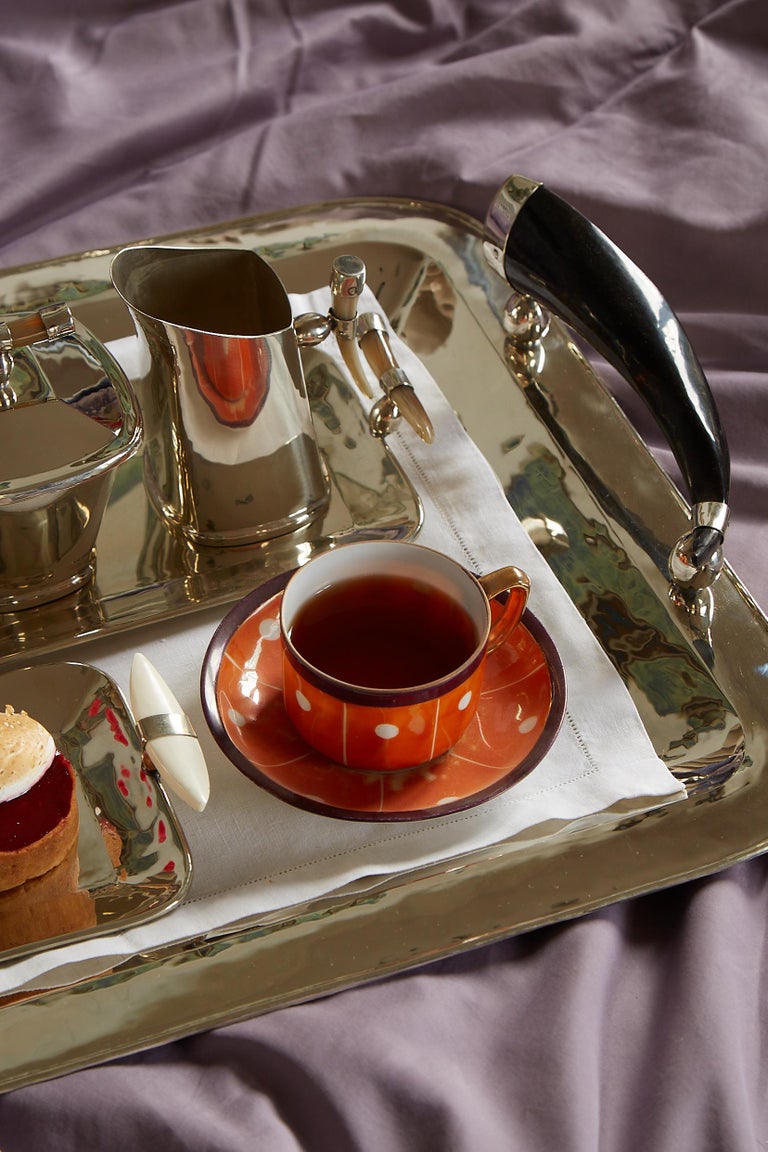 CERRO Rectangular Large Tray, Horn and Alpaca Silver For Sale at ...