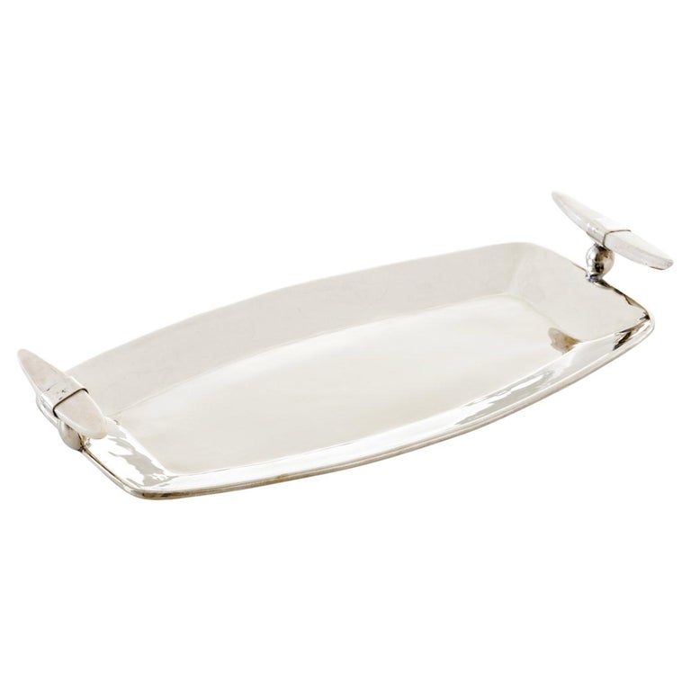 Cerro Semi Oval Small Tray, Cream Bone and Alpaca Silver For Sale at ...