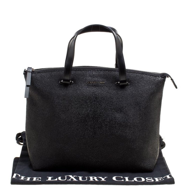 Cerruti 1881 Black Textured Leather Tote For Sale at 1stDibs
