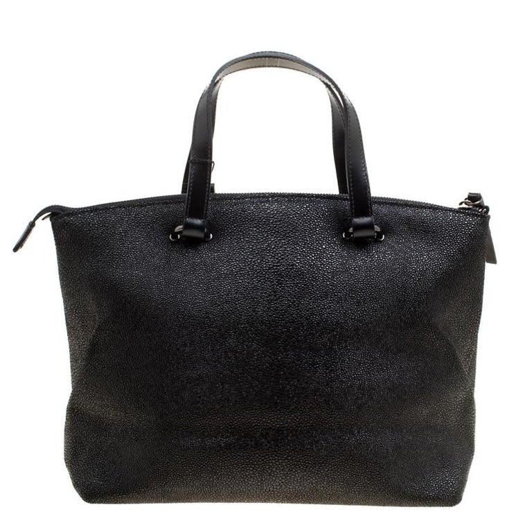 Cerruti 1881 Black Textured Leather Tote For Sale at 1stDibs