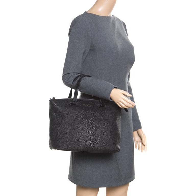 Cerruti 1881 Black Textured Leather Tote For Sale at 1stDibs