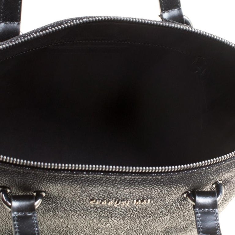Cerruti 1881 Black Textured Leather Tote For Sale at 1stDibs