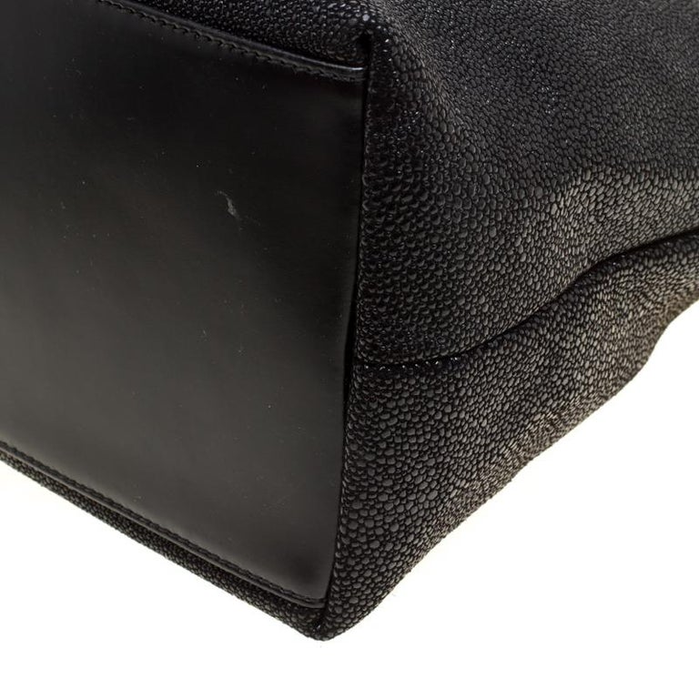 Cerruti 1881 Black Textured Leather Tote For Sale at 1stDibs