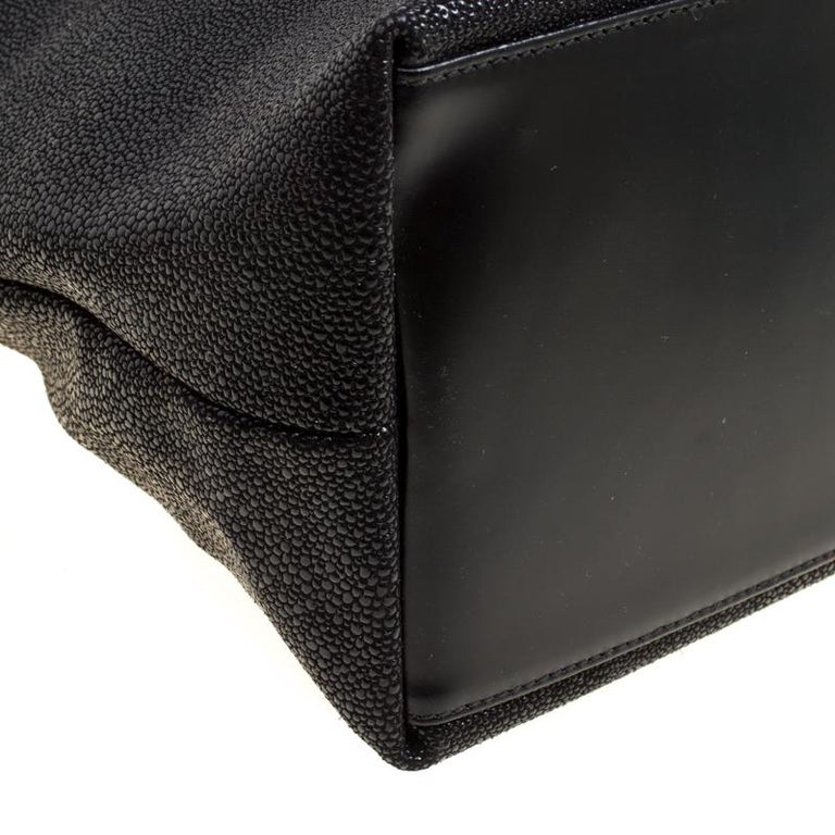 Cerruti 1881 Black Textured Leather Tote For Sale at 1stDibs