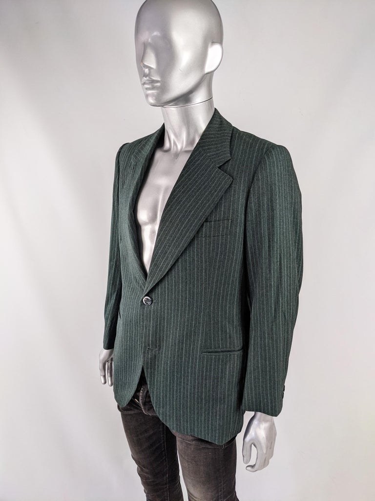 Cerruti 1881 Mens Vintage 1970s Wide Lapel Striped Wool Blazer Jacket ...