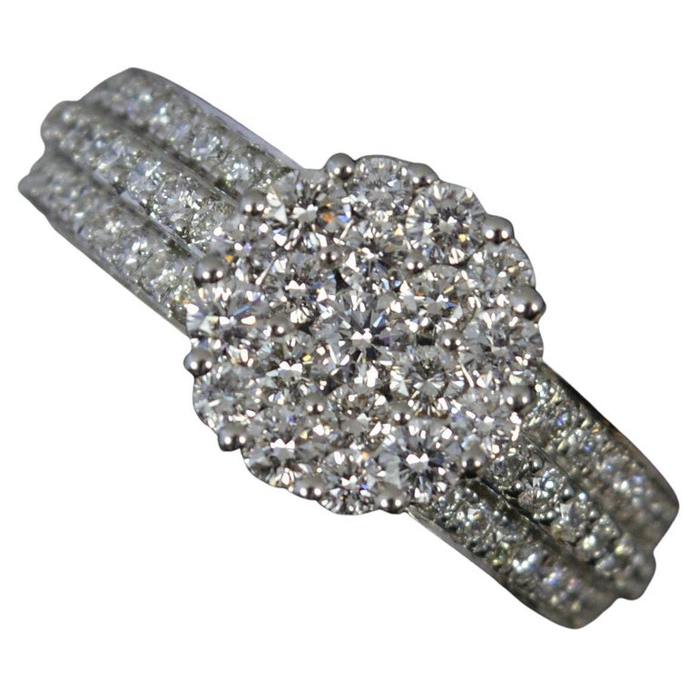 Cert 1.00ct Diamond and Platinum Tomas Rae Cluster Ring Ltd Ed 10 For ...