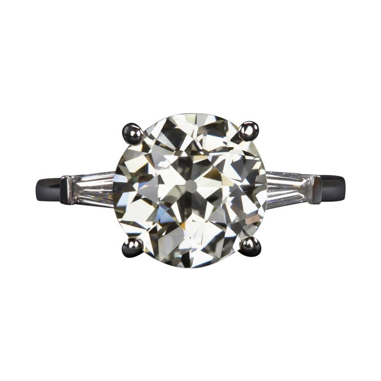 Certifed Old European Cut 2 Carat Round Diamond Platinum Ring For Sale ...