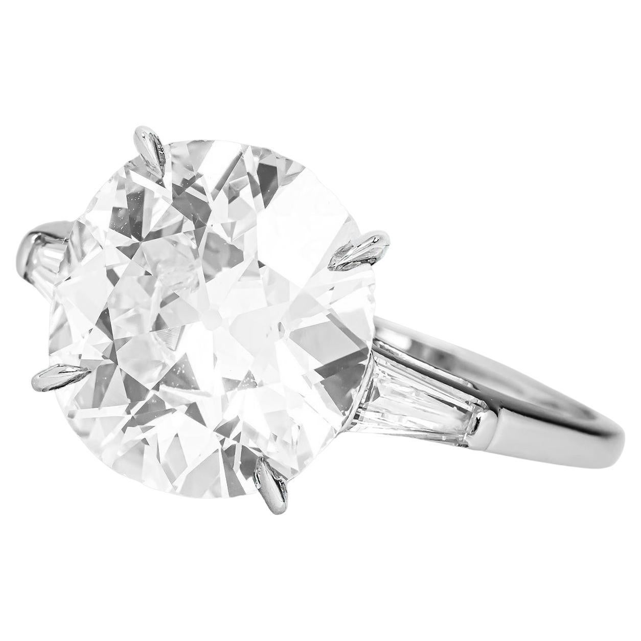 Art Deco Platinum Old European Round Brilliant Cut Diamond and Sapphire ...