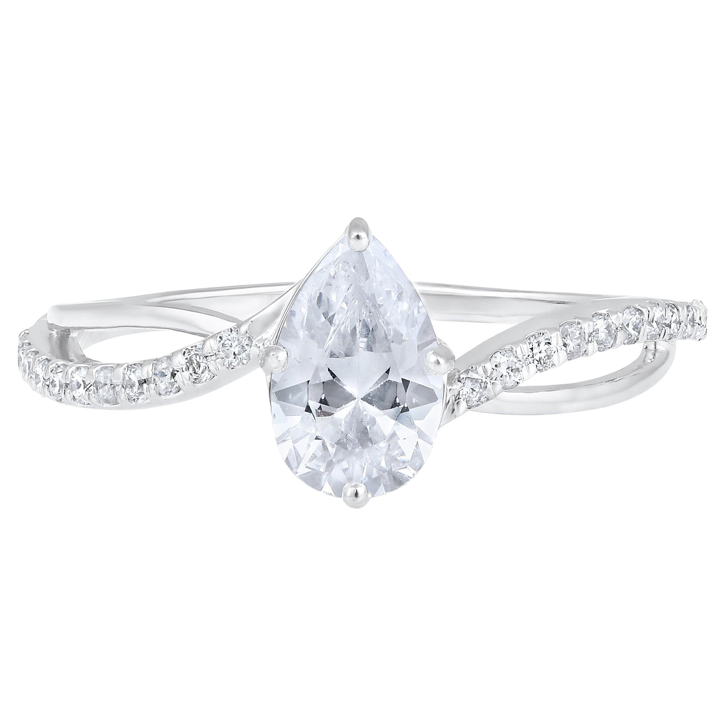 Certified 10k Gold 1.5ct Natural Diamond w/ Cubic Zirconia April Pear ...