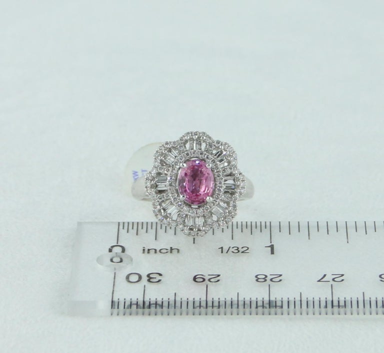 Certified 1.27 Carat Oval Pink Sapphire Diamond Gold Ring For Sale at ...