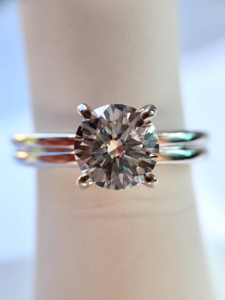 Certified 1.28 Carat Very Light Pink Round Diamond Solitaire Engagement ...