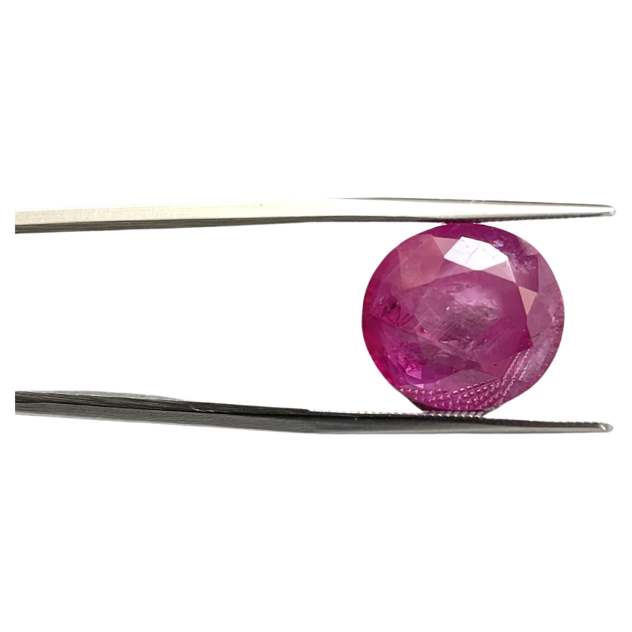 Certified 9.55 Carats No Heat Burmese Ruby Oval Faceted Cutstone ...