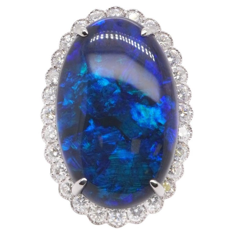 Certified 13.95 Carat Australian Lightening Ridge Black Opal PT 900 ...
