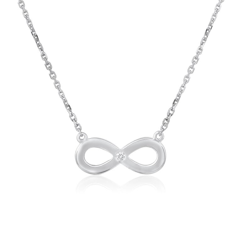 Certified 14k Gold 0.02ct Natural Diamond Delicate Infinity Loop White ...