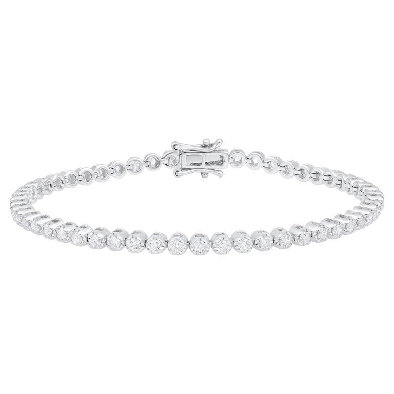 Certified 14k Gold 1.9 Carat Natural Diamond Tiger Prong Tennis Wed ...