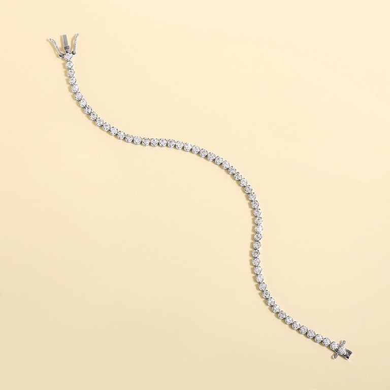 Certified 14K Gold 1ct Natural Diamond 2mm Tiger Prong Tennis Wedding ...