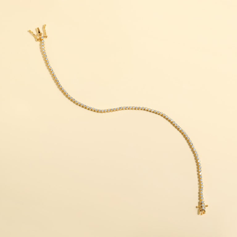 Certified 14K Gold 1ct Natural Diamond 2mm Tiger Prong Tennis Wedding ...