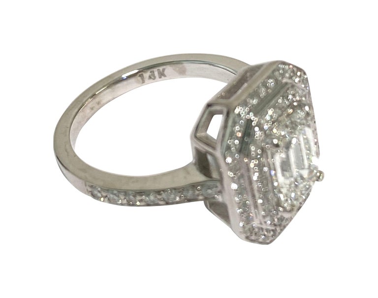 Certified, 14 Karat White Gold and VVS Diamond Engagement Ring at ...