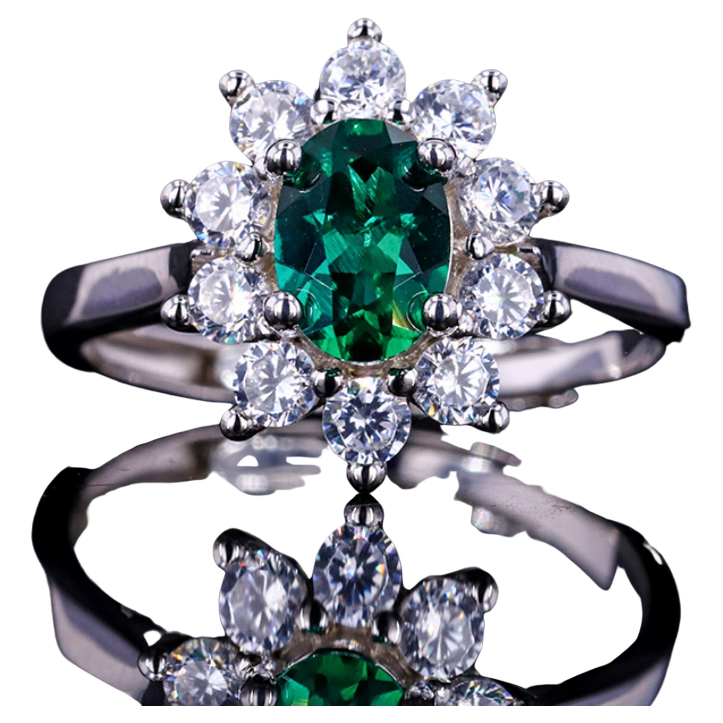 Customizable Certified Emerald Wedding Ring, Emerald Diamond Engagement ...