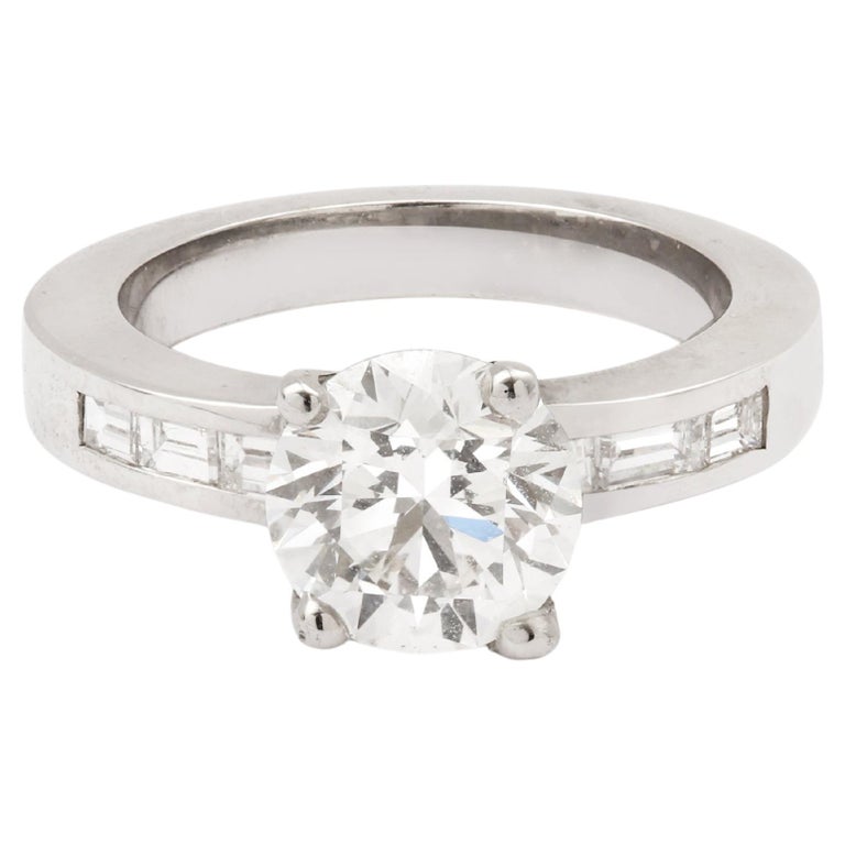 Certified 2 Carats Diamond 18 Carats White Gold Solitaire Ring For Sale ...
