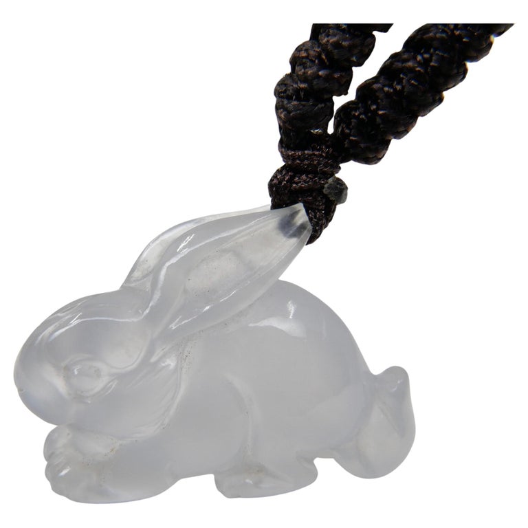 Certified 20 Carat Icy Jade Rabbit Pendant Necklace, Pure Ice, Beyond ...