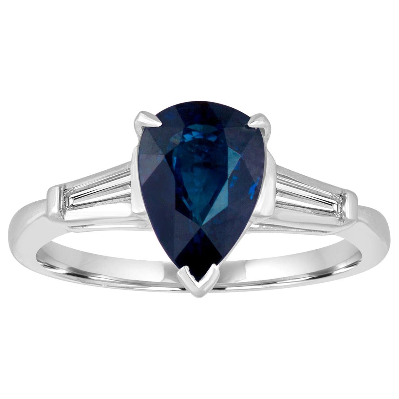GIA 12.01 Carat Pear Tanzanite Deep AAA Blue Violet Diamond Platinum ...
