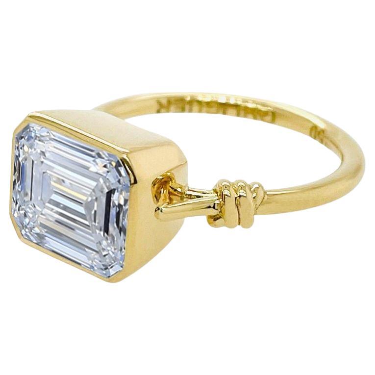 Champagne Radiant-Cut Diamond Bezel-Set Yellow Gold Ring at 1stDibs ...