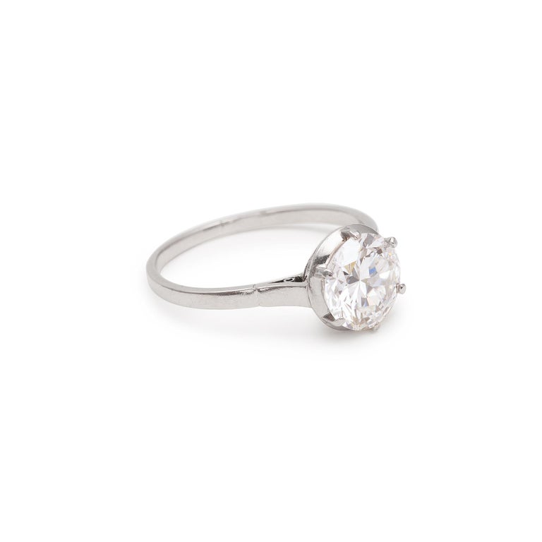 Certified 2.10 Carats Diamond I/ SI2 Platinum Solitaire Ring at 1stDibs