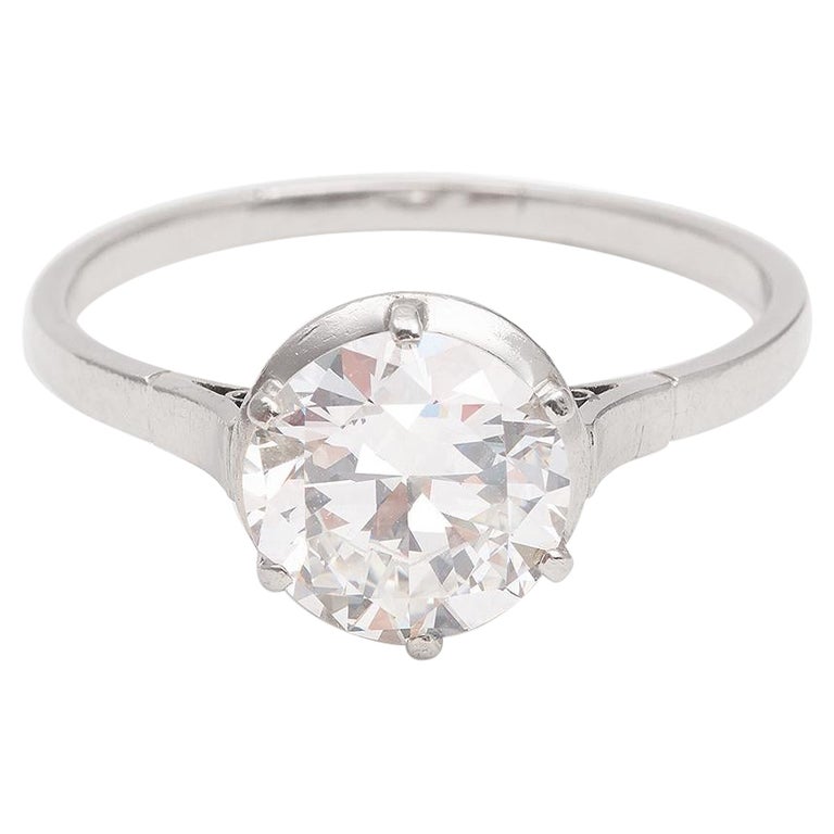 Certified 2.10 Carats Diamond I/ SI2 Platinum Solitaire Ring at 1stDibs