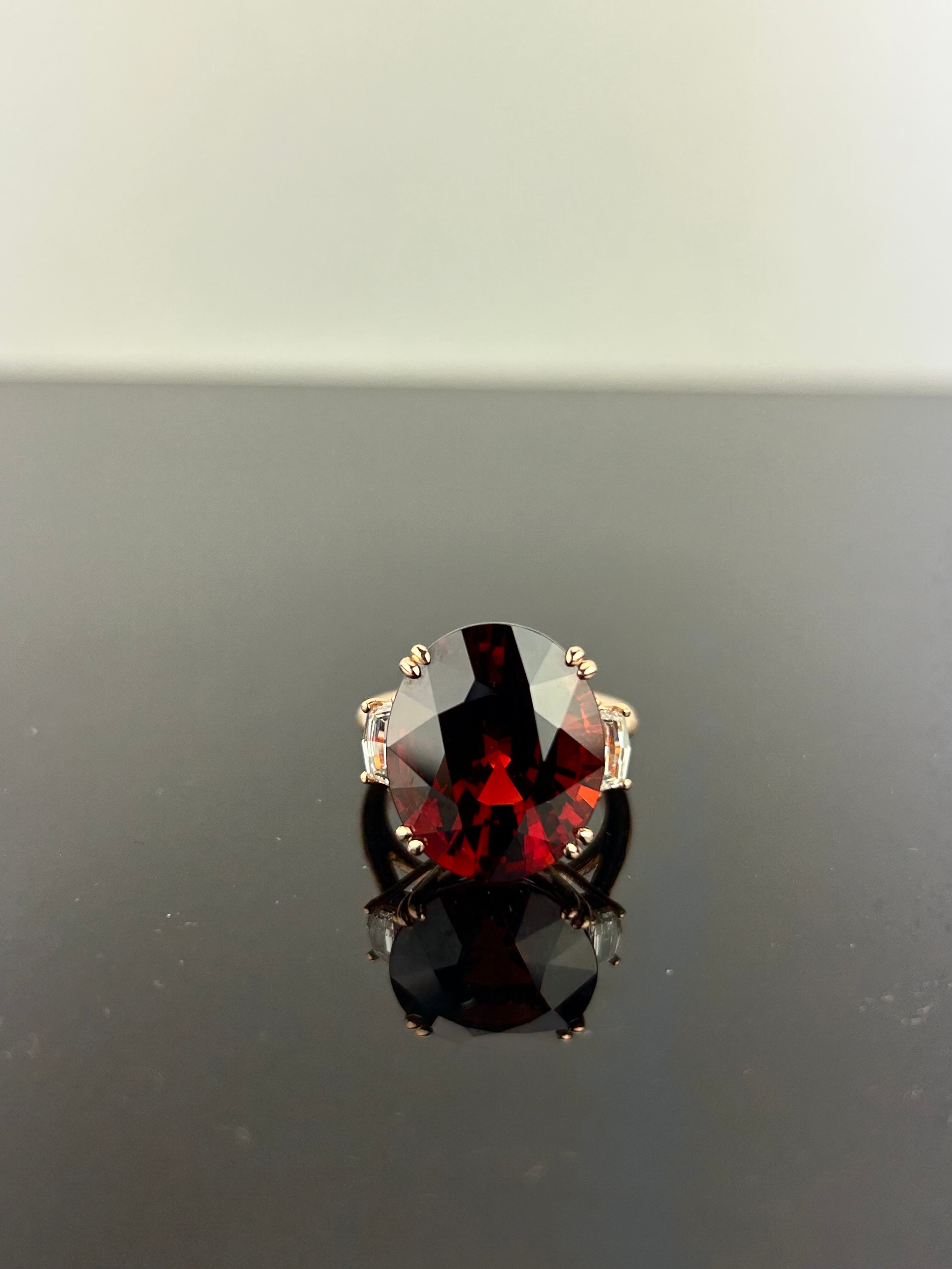 Certified 21.03 Carat Mandarin Garnet and Diamond Three-Stone ...