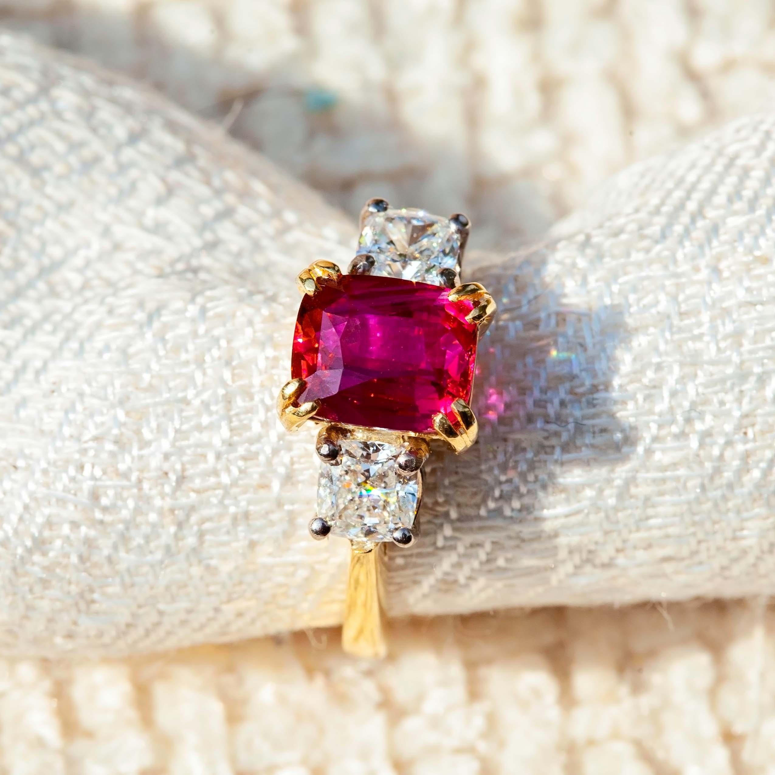 Certified 2 31 Carat No Heat Ruby And 1 Carat F G VS1 2 Diamond 18